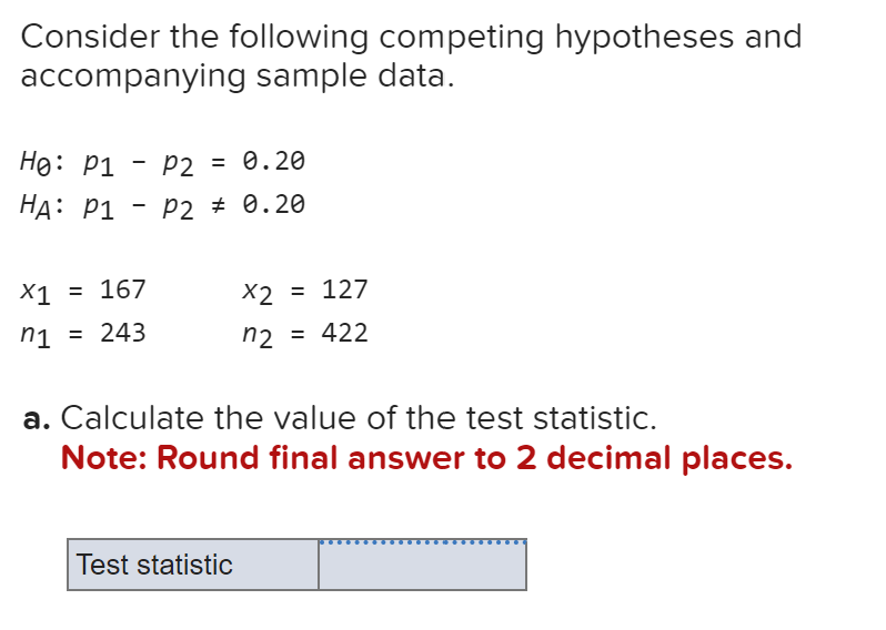 Solved Consider the following competing hypotheses | Chegg.com