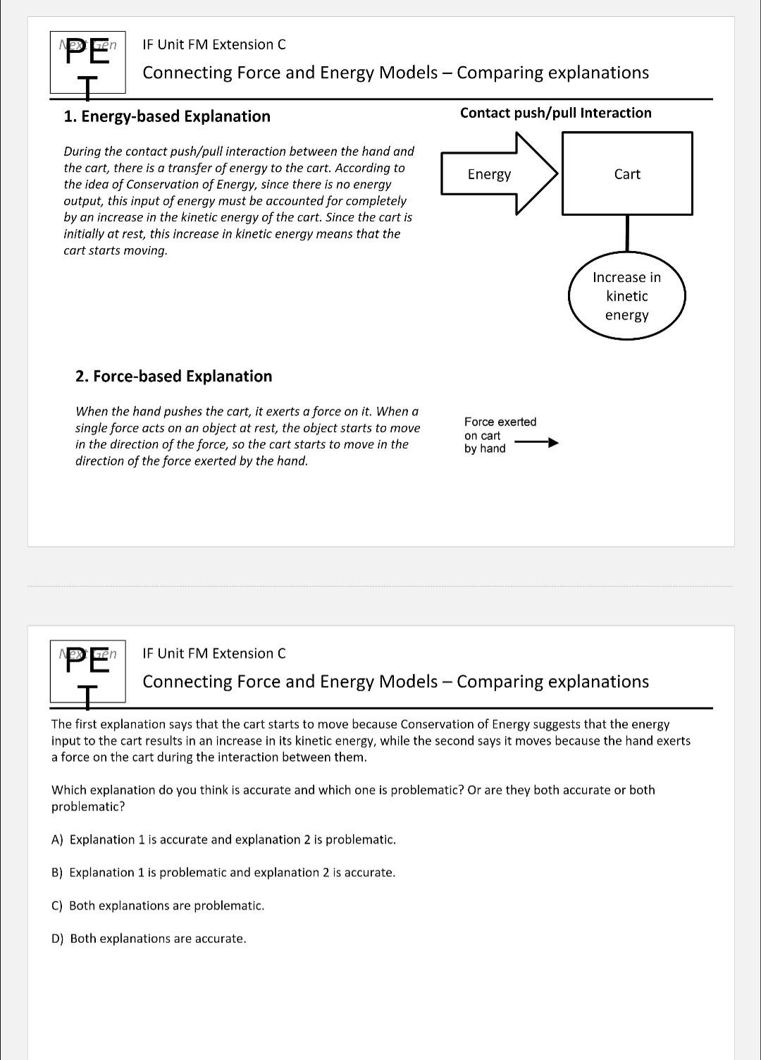 Solved IF Unit FM Extension C Connecting Force and Energy | Chegg.com