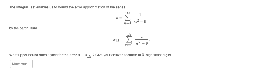 Solved The Integral Test enables us to bound the error | Chegg.com