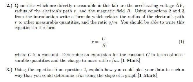 Solved 2.) ﻿Quantities which are directly measurable in this | Chegg.com