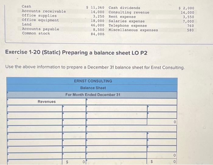 Solved and amounts. Exercise 1-19 (Static) Preparing a | Chegg.com