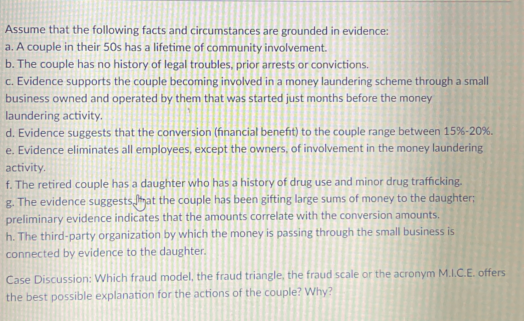 Solved Assume that the following facts and circumstances are | Chegg.com