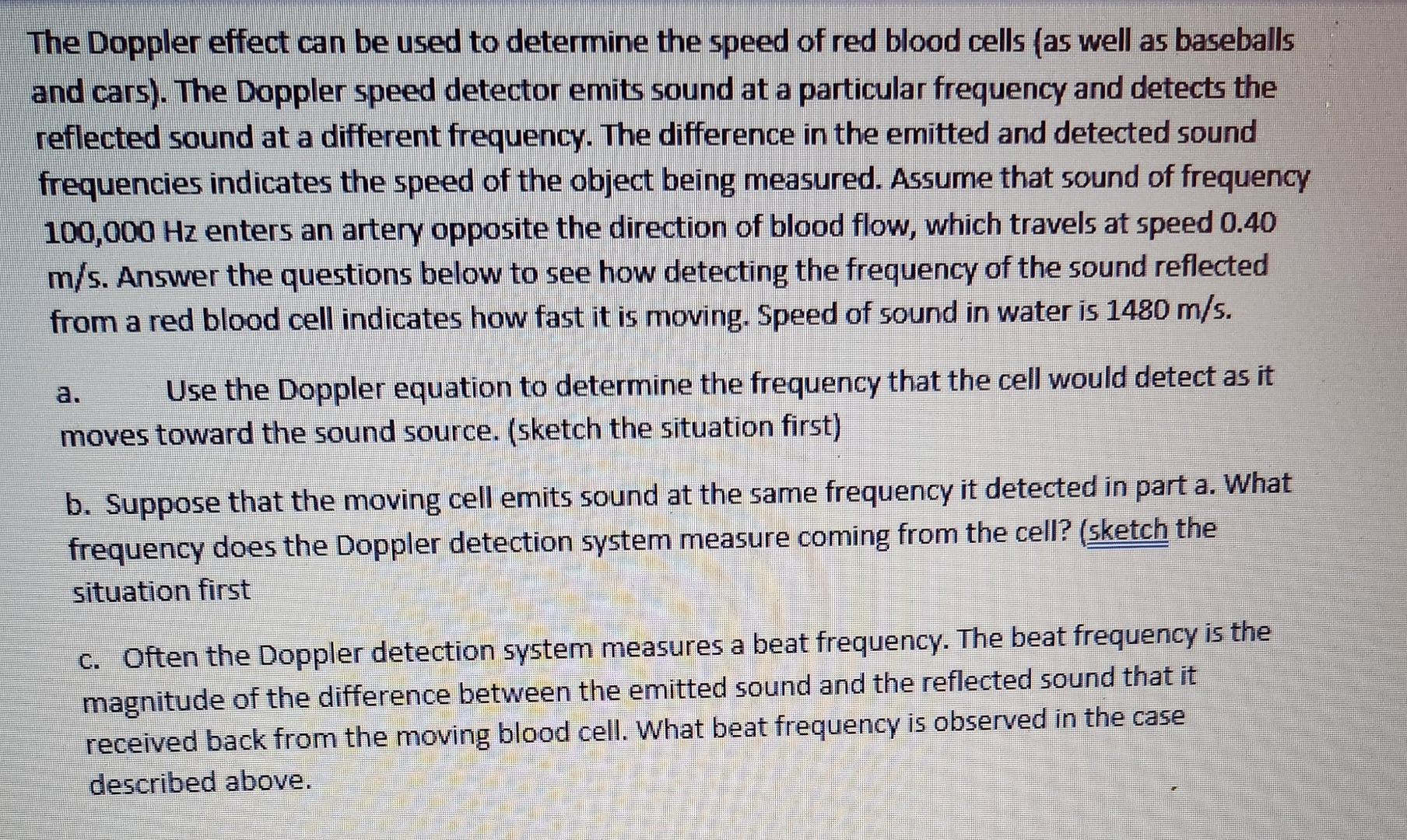 Solved The Doppler effect can be used to determine the speed | Chegg.com