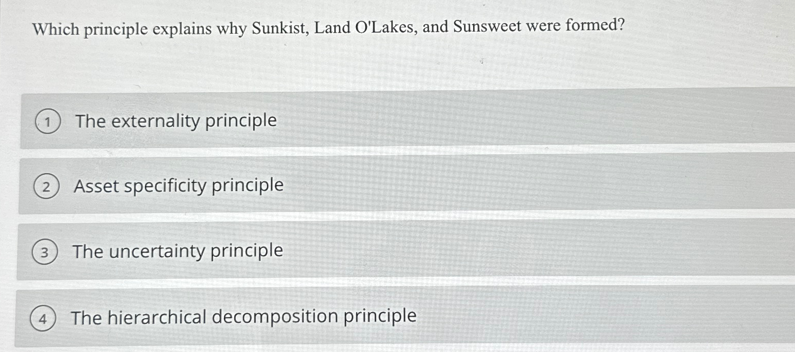Solved Which principle explains why Sunkist, Land O'Lakes, | Chegg.com