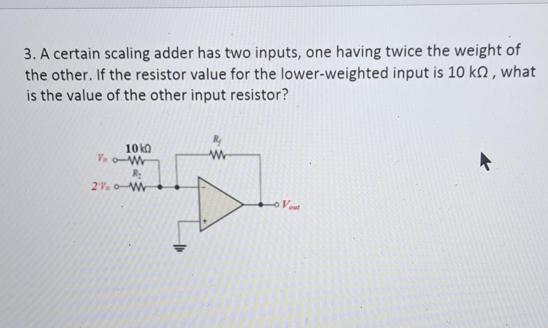 Solved 3. A certain scaling adder has two inputs, one having | Chegg.com