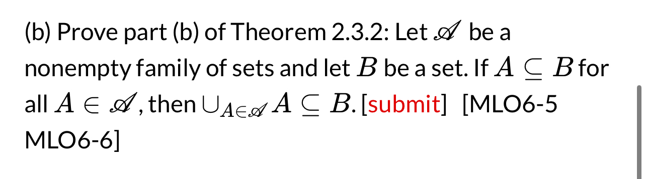 Solved (b) ﻿Prove part (b) ﻿of Theorem 2.3.2: Let A ﻿be a | Chegg.com