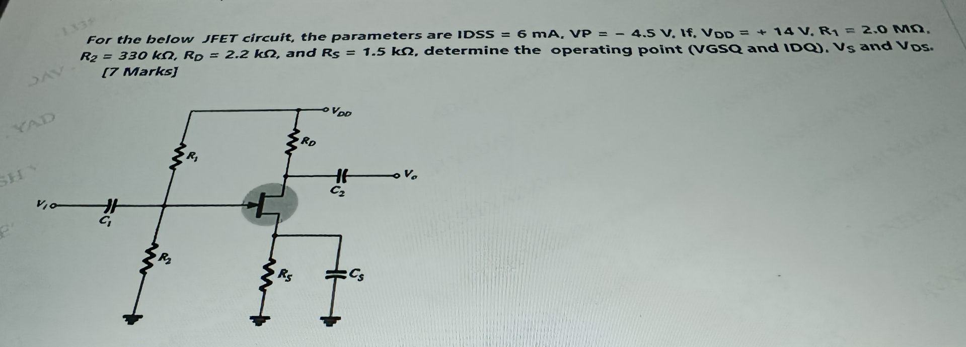 Solved For the below JFET circuf, the parameters are IDSS | Chegg.com