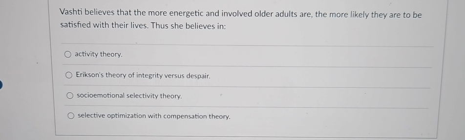 Solved Vashti believes that the more energetic and involved | Chegg.com