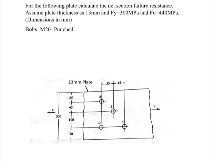 Solved For the following plate calculate the net section | Chegg.com