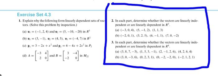 Solved Exercise Set 4.2 1. Use Theorem 4.2.1 to determine | Chegg.com