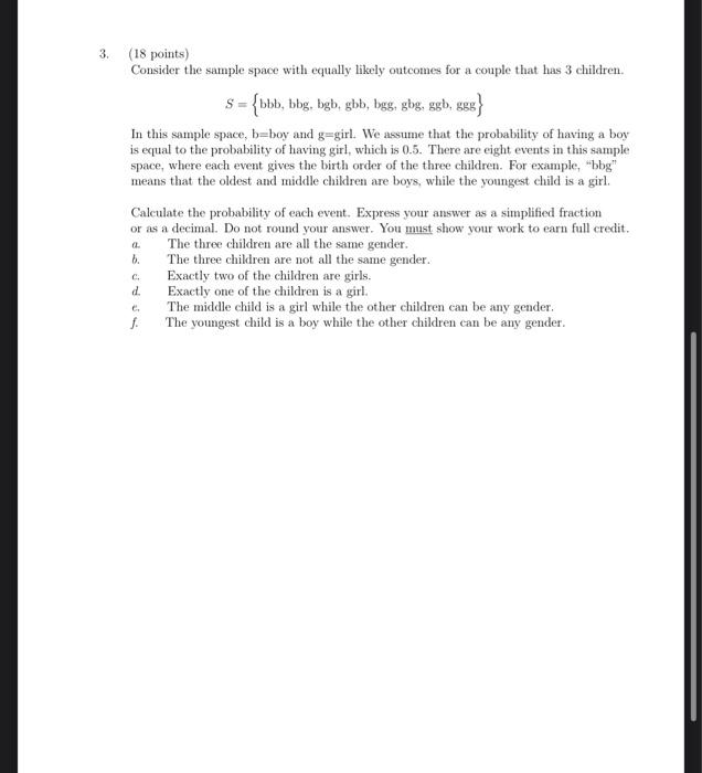 Solved (18 points) Consider the sample space with equally | Chegg.com