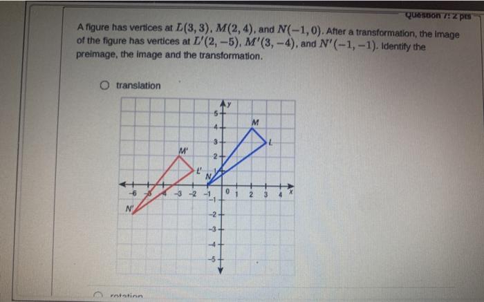 Solved Queson 7: 2 pes A figure has vertices at L(3, 3), | Chegg.com