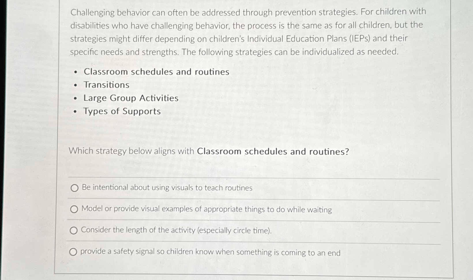 Solved Challenging behavior can often be addressed through | Chegg.com
