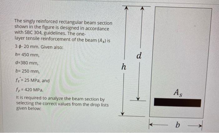 Solved The singly reinforced rectangular beam section shown | Chegg.com