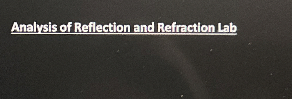 Solved Analysis of Reflection and Refraction Lab | Chegg.com