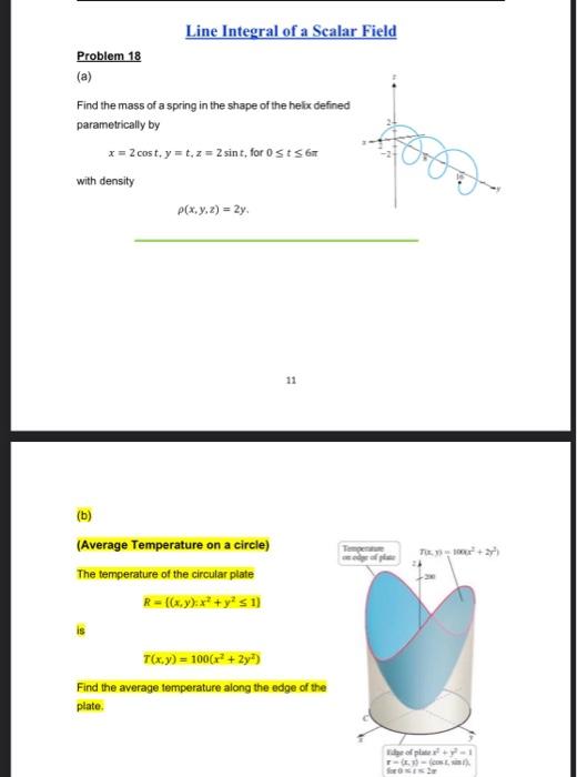 Solved Line Integral of a Scalar Field Problem 18 (a) Find | Chegg.com