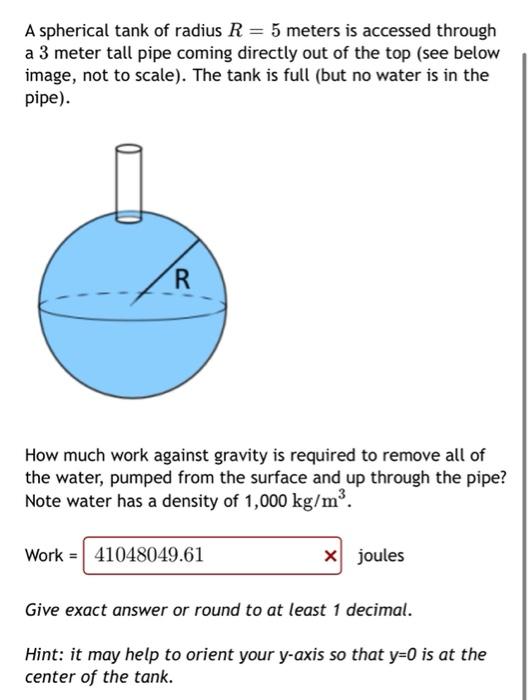 Solved A spherical tank of radius R = 5 meters is accessed | Chegg.com