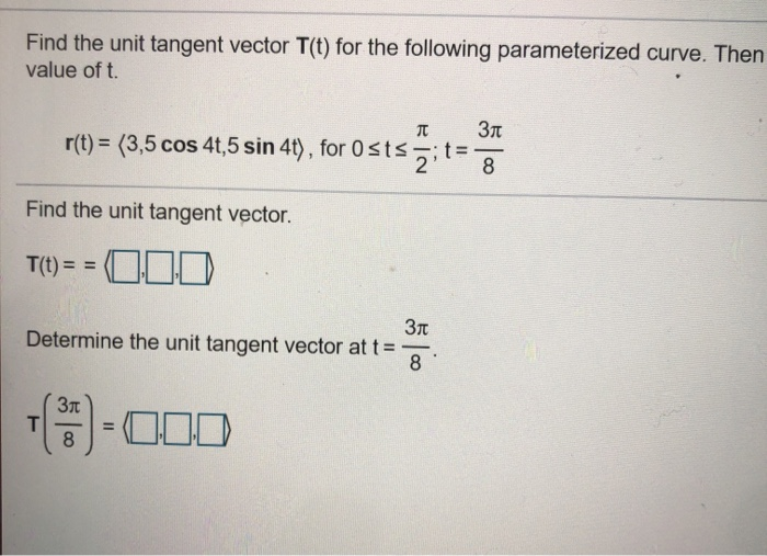 Solved Find the unit tangent vector T(t) for the following | Chegg.com