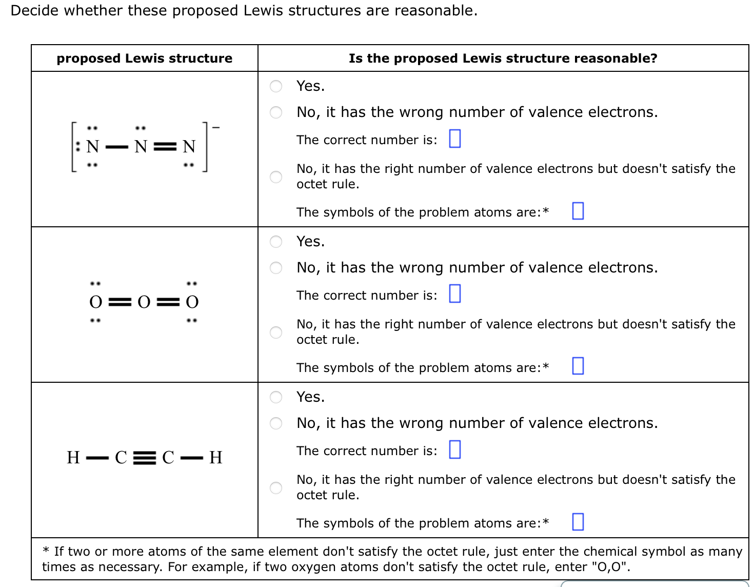 Solved Decide whether these proposed Lewis structures are | Chegg.com Solved Decide whether these proposed Lewis structures are | Chegg.com