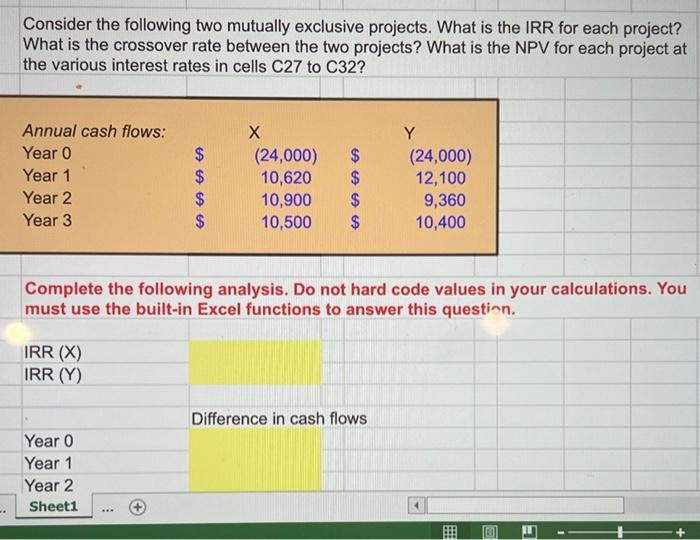 Solved Consider the following two mutually exclusive | Chegg.com