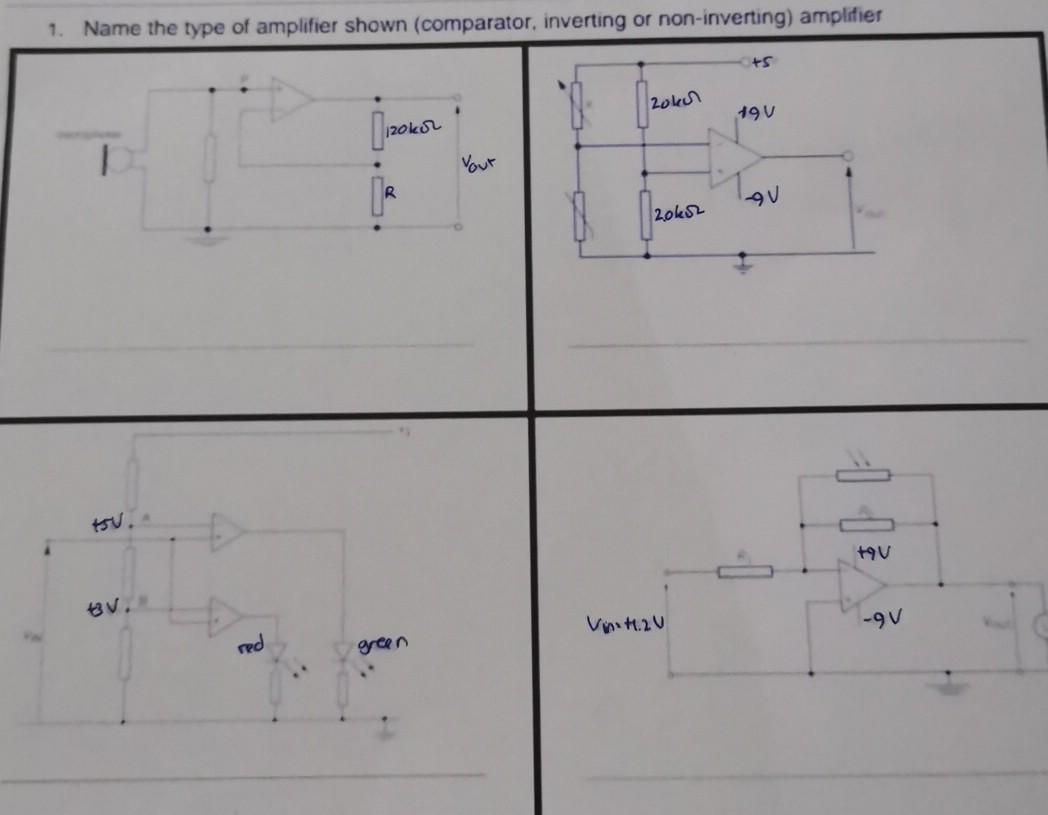 Solved Name the type of amplifier shown (comparator, | Chegg.com