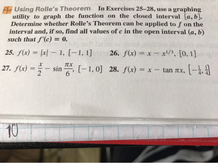 Solved Using Rolle's Theorem In Exercises 25-28, use a | Chegg.com