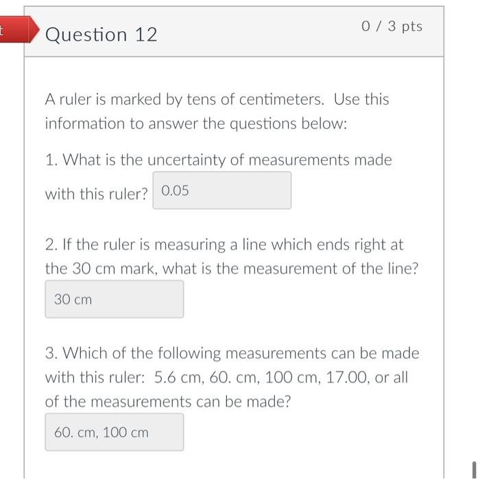 Solved A ruler is marked by tens of centimeters. Use this | Chegg.com