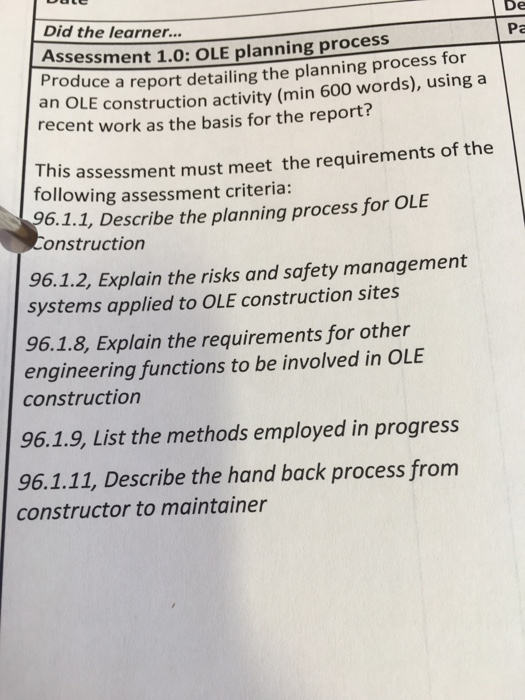 Solved Dule De Did the learner... | Ра Assessment 1.0: OLE | Chegg.com
