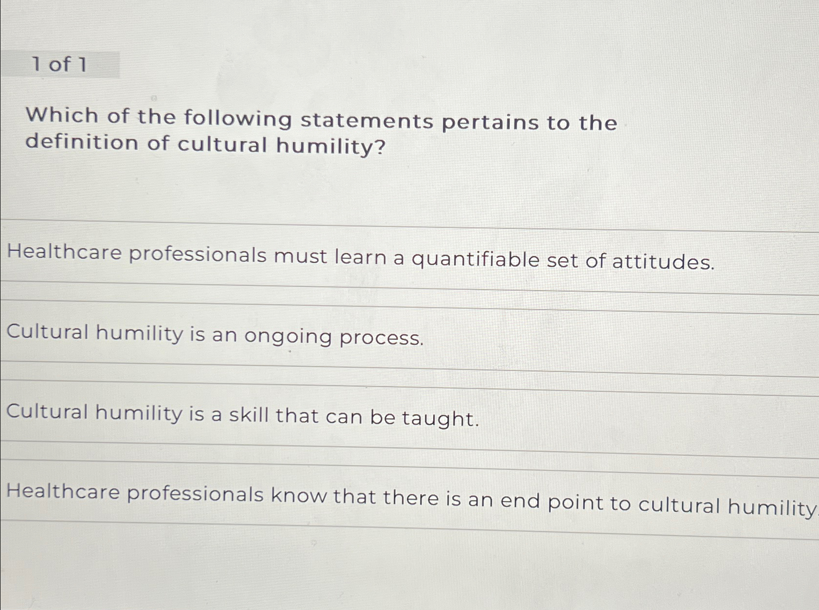 Solved 1 ﻿of 1Which of the following statements pertains to | Chegg.com
