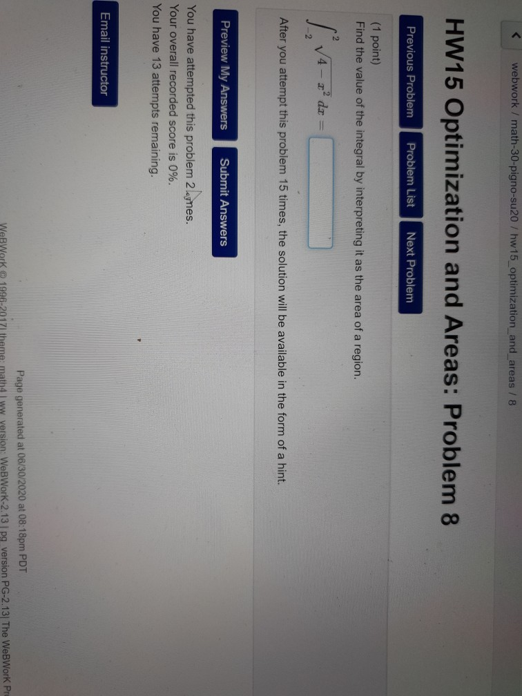 Solved webwork / math-30-pigno-su20/ hw15_optimization and | Chegg.com