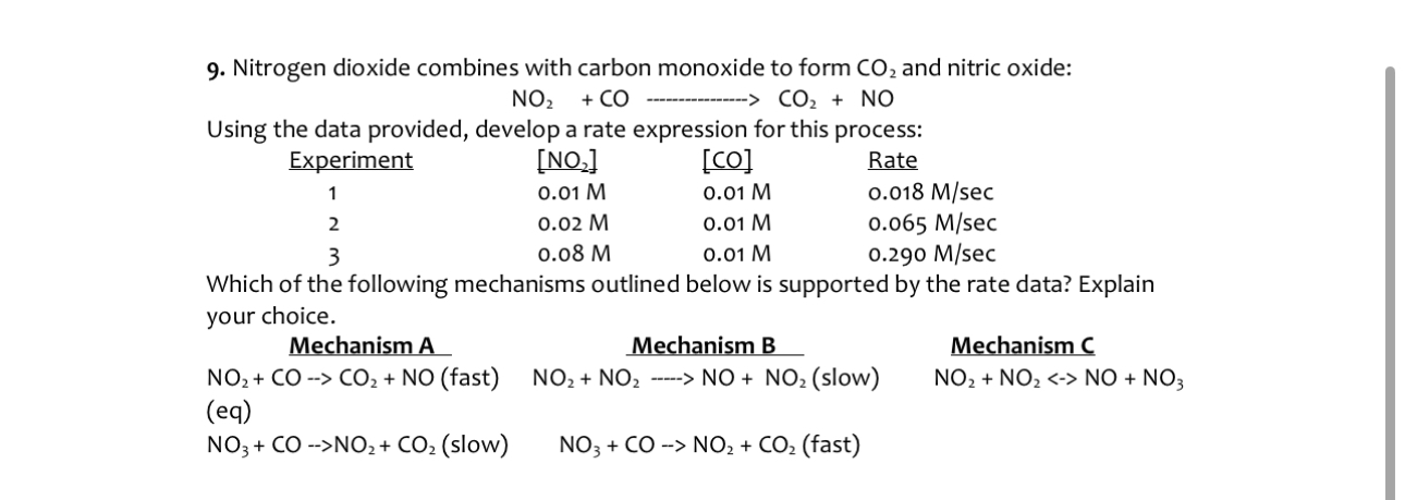 Solved Nitrogen dioxide combines with carbon monoxide to | Chegg.com