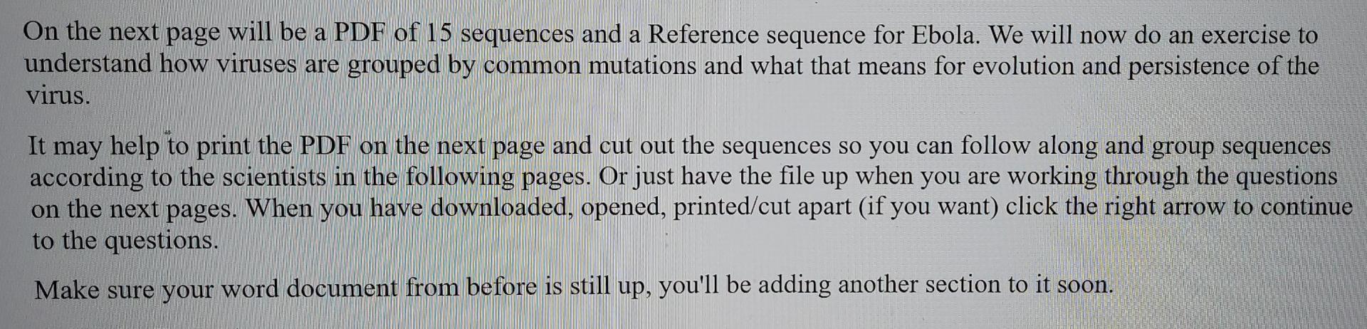 Solved On the next page will be a PDF of 15 sequences and a | Chegg.com
