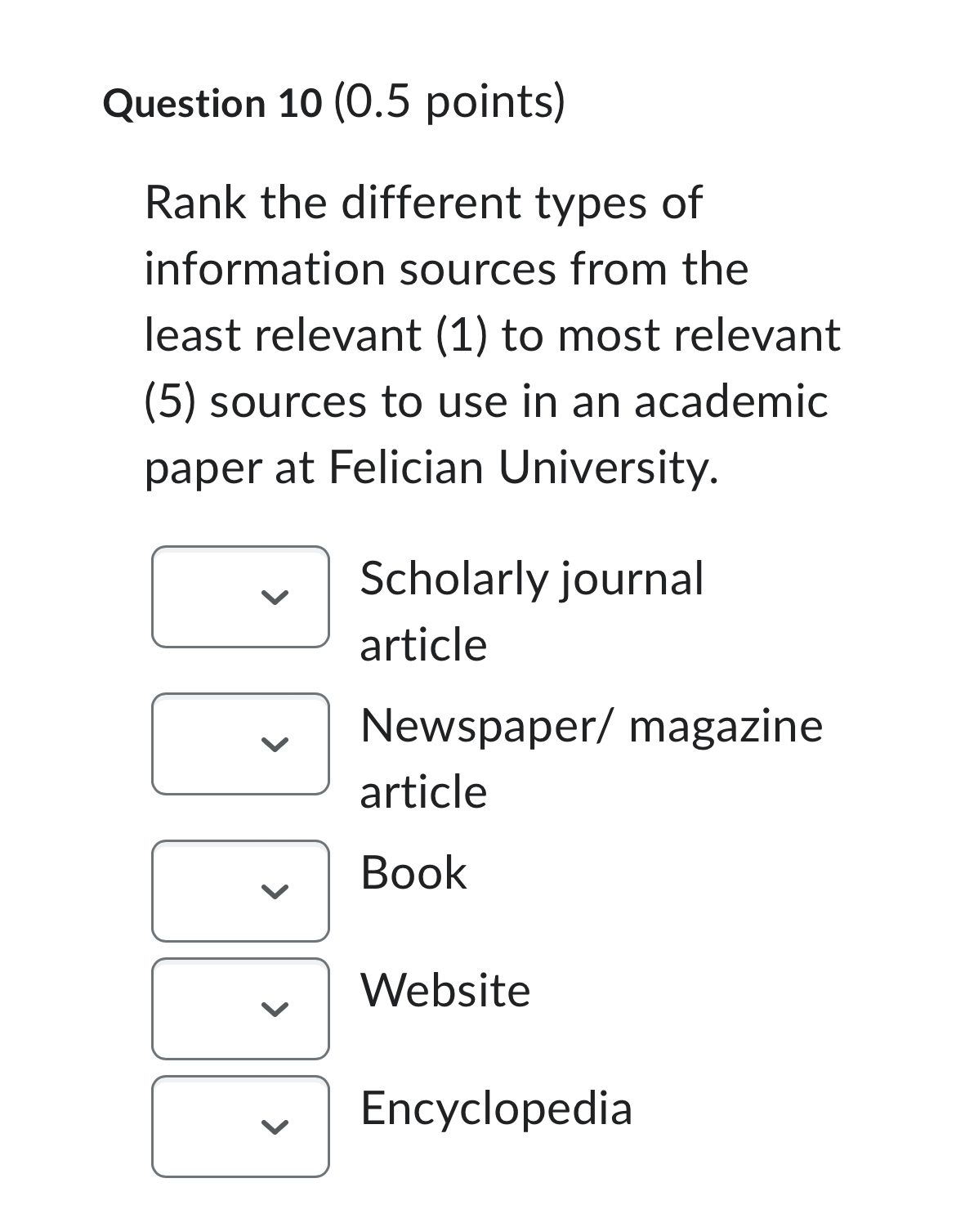 Solved Question 10 0 5 ﻿points Rank The Different Types Of