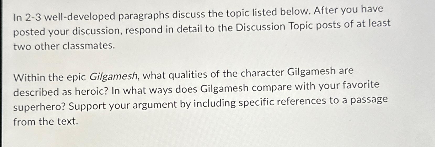 Solved In 2-3 ﻿well-developed paragraphs discuss the topic | Chegg.com