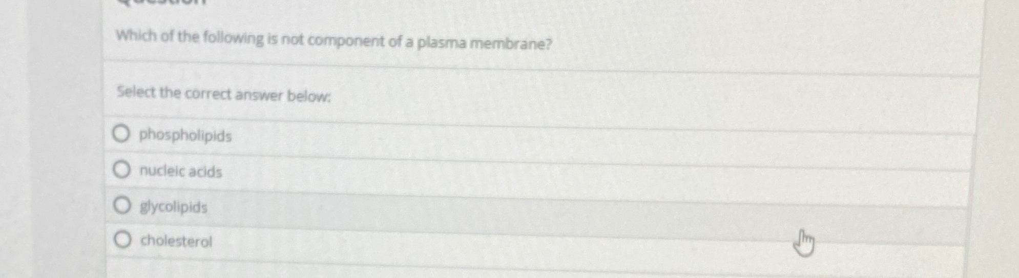 Solved Which of the following is not component of a plasma | Chegg.com