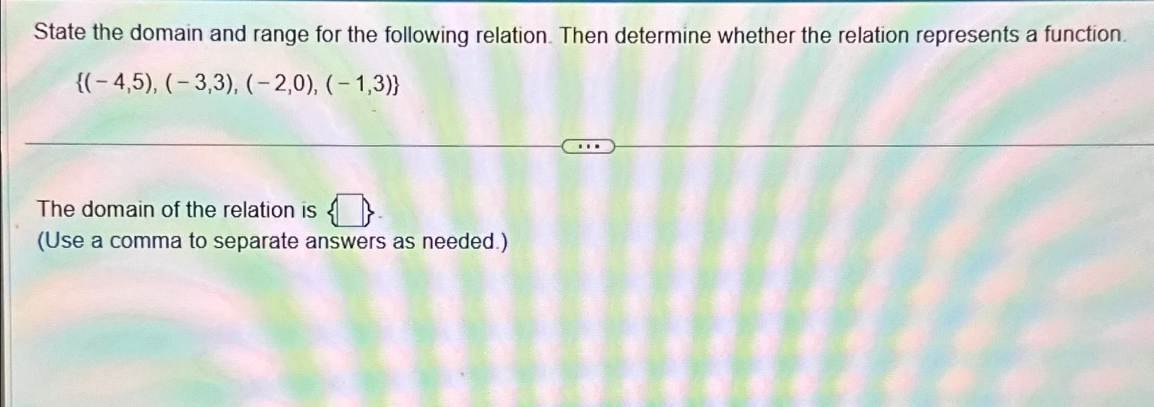 Solved State the domain and range for the following | Chegg.com
