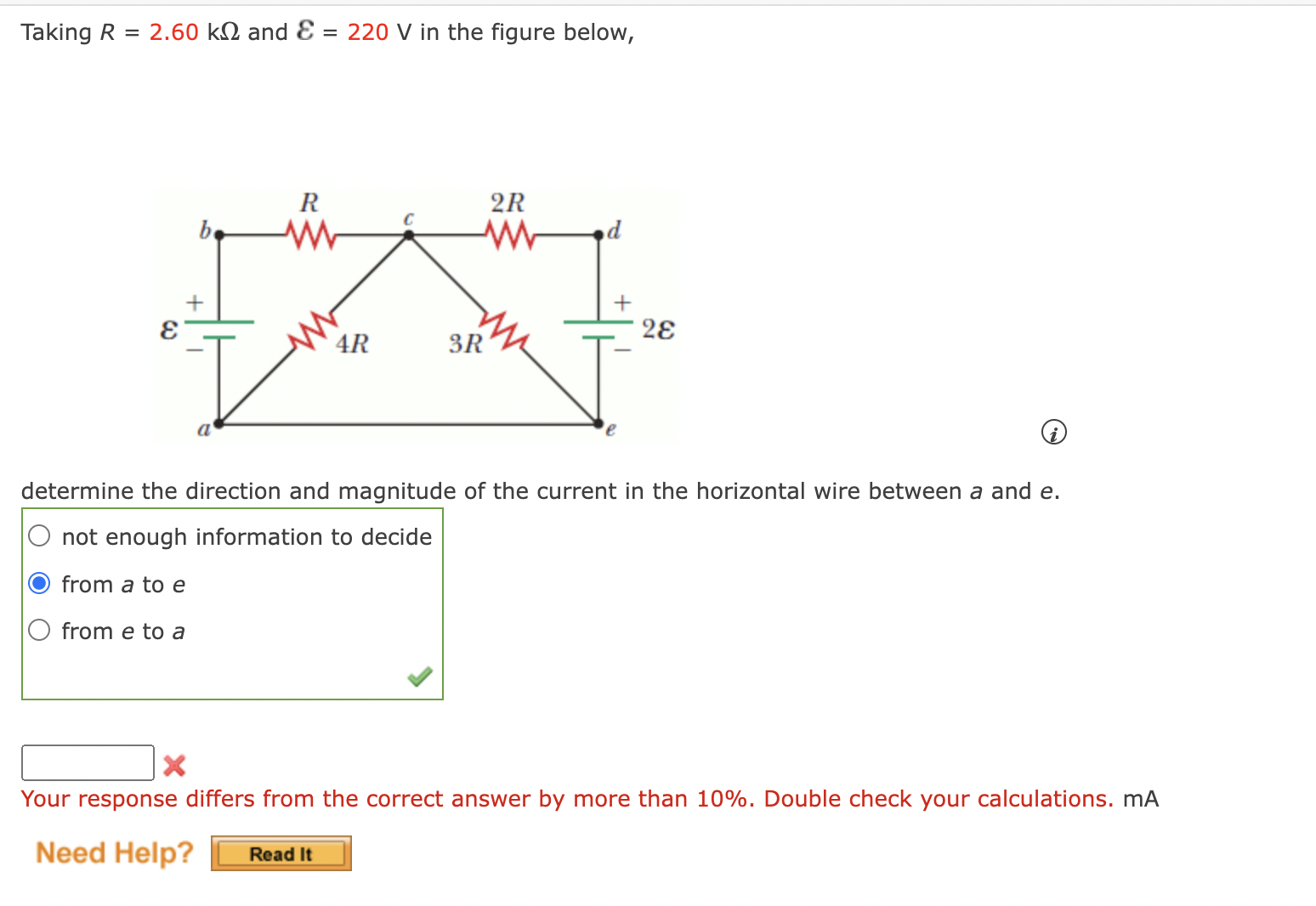 Solved Taking R=2.90k\Omega and E=480V in the figure below, | Chegg.com