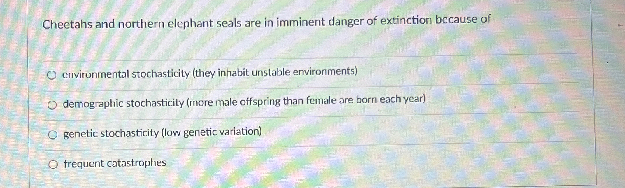 Solved Cheetahs and northern elephant seals are in imminent | Chegg.com