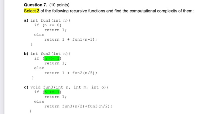 Solved Question 7. (10 points) Select 2 of the following | Chegg.com