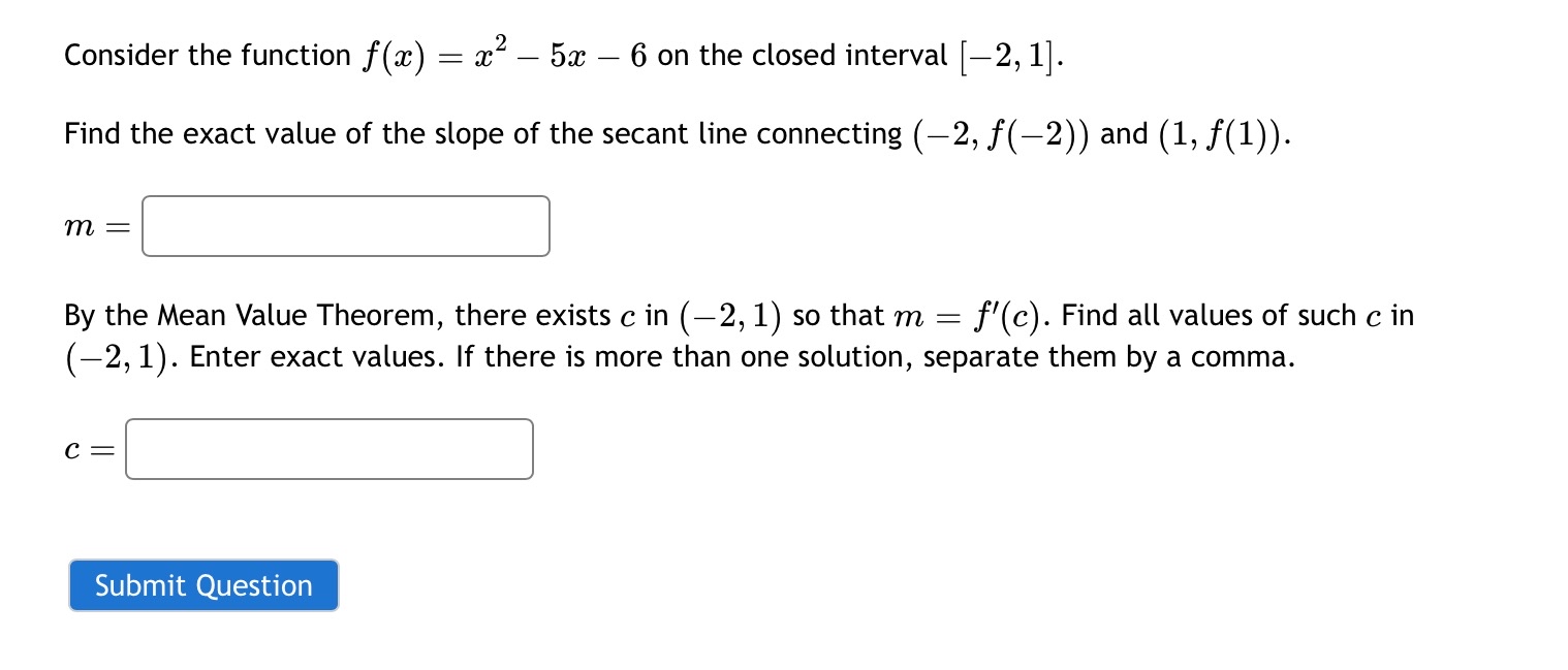 Solved Consider the function f(x)=x2-5x-6 ﻿on the closed | Chegg.com