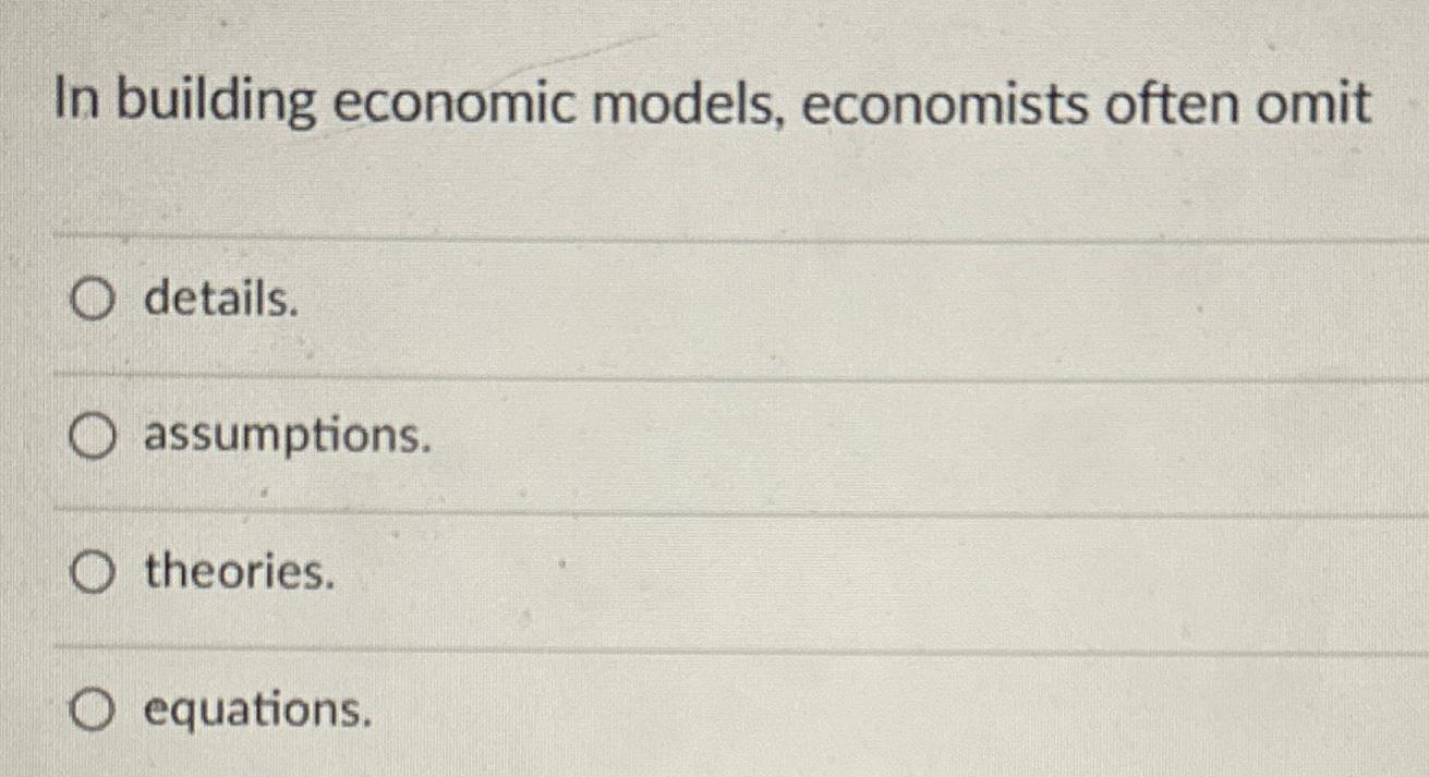 Solved In building economic models, economists often | Chegg.com