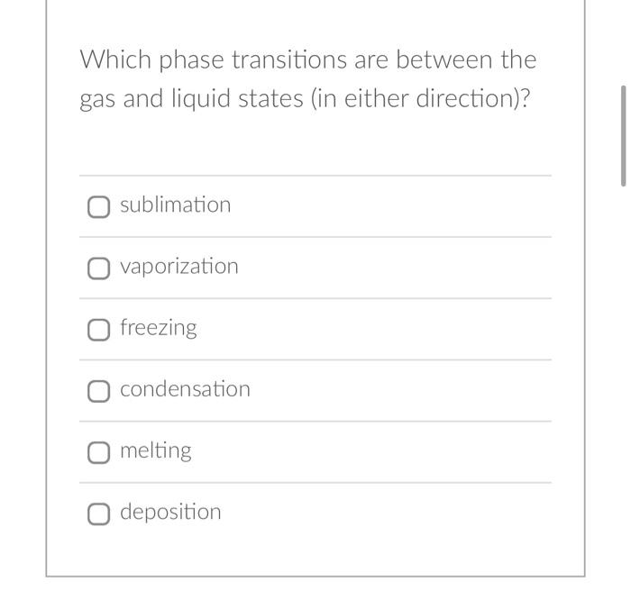 Solved Which phase transitions are between the gas and | Chegg.com