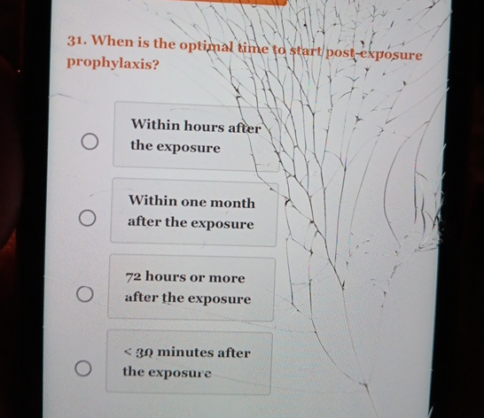 Solved When is the optimal time of start post-exposure | Chegg.com