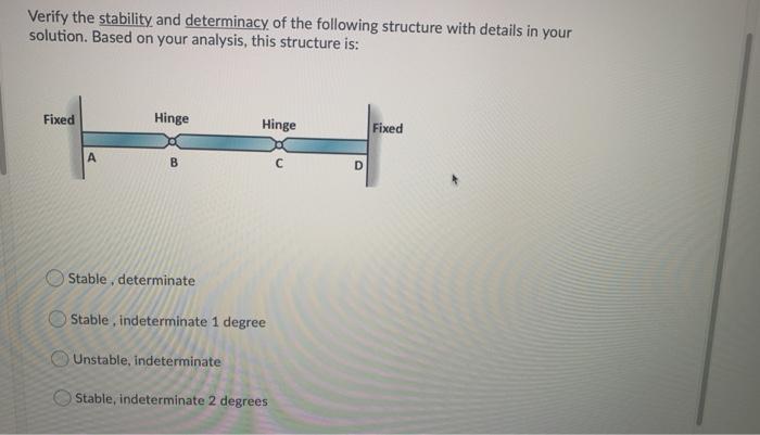 Solved Verify the stability and determinacy of the following | Chegg.com