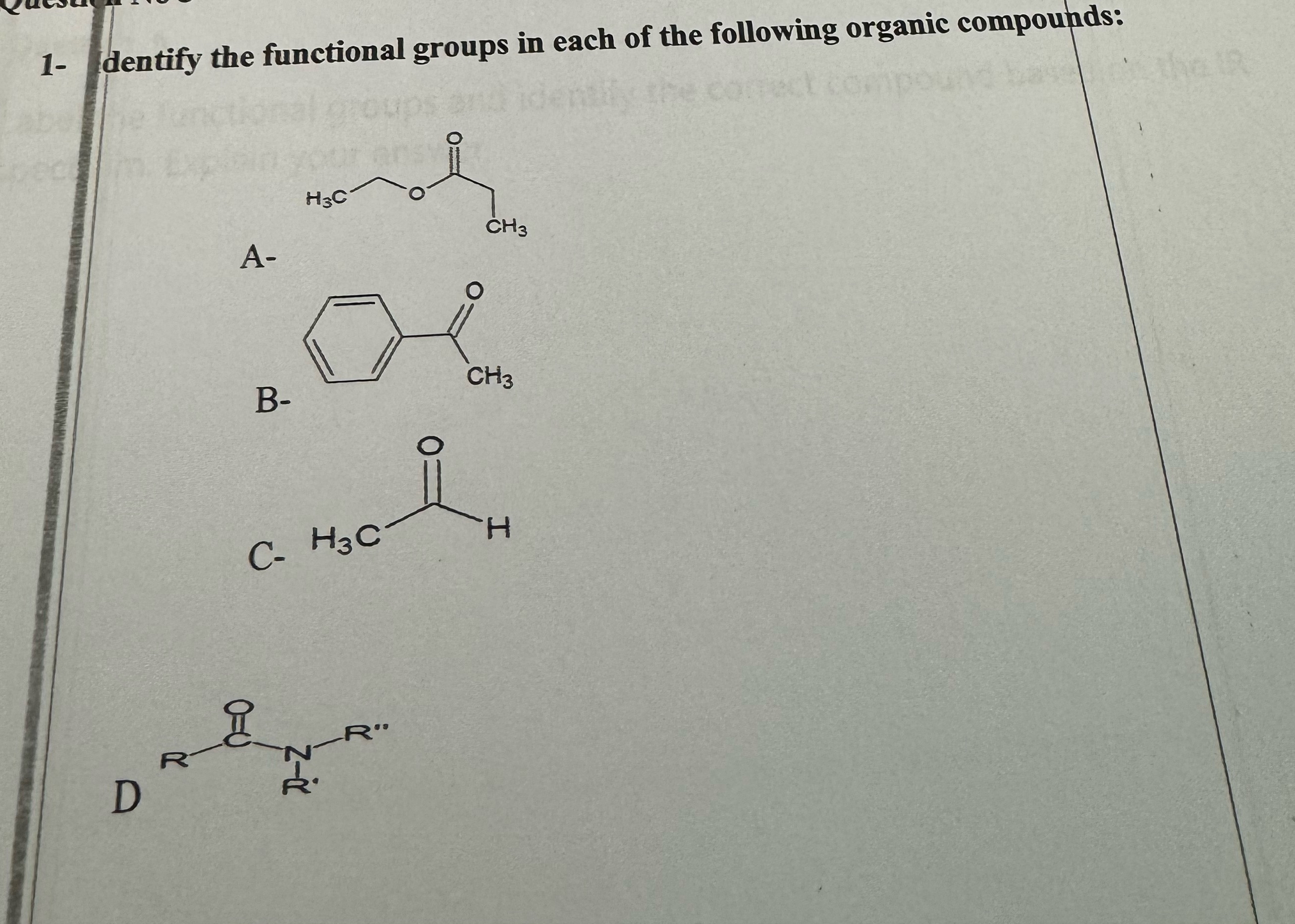 Solved Identify the functional groups in each of the | Chegg.com