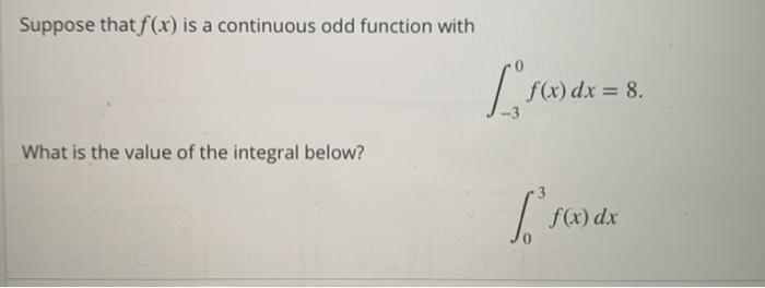 Solved Suppose that f(x) is a continuous odd function with | Chegg.com