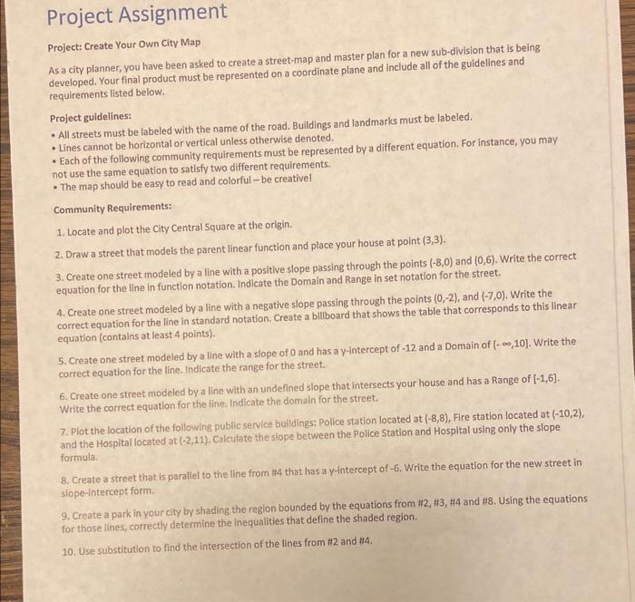 Project: Create Your Own City Map As a city planner, | Chegg.com