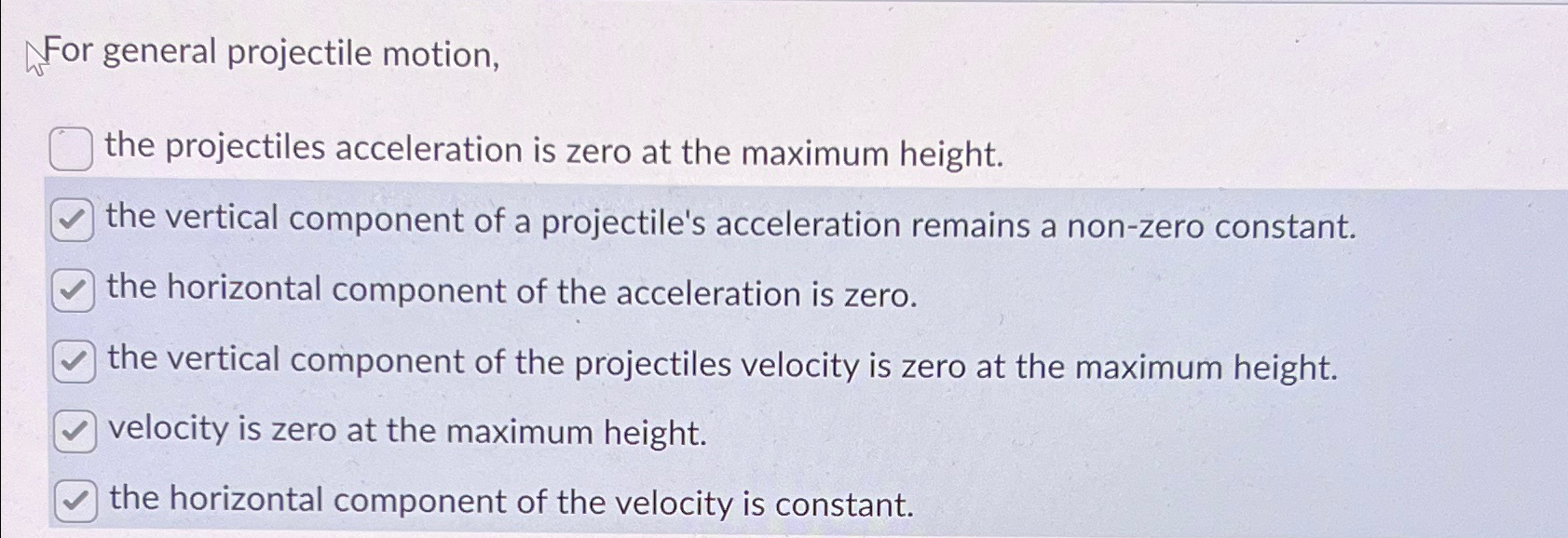 Solved For general projectile motion,the projectiles | Chegg.com