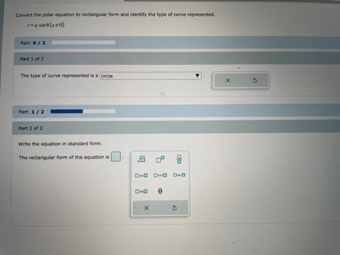 Solved Convert the polar equation to rectangular form and | Chegg.com