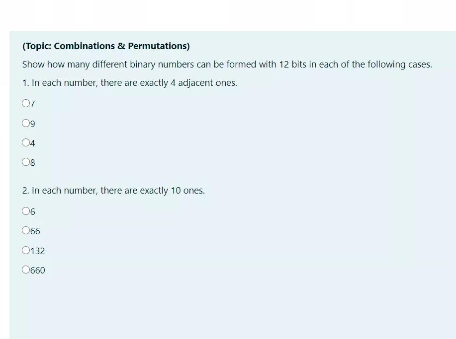 Solved (Topic: Combinations & Permutations) Show how many | Chegg.com